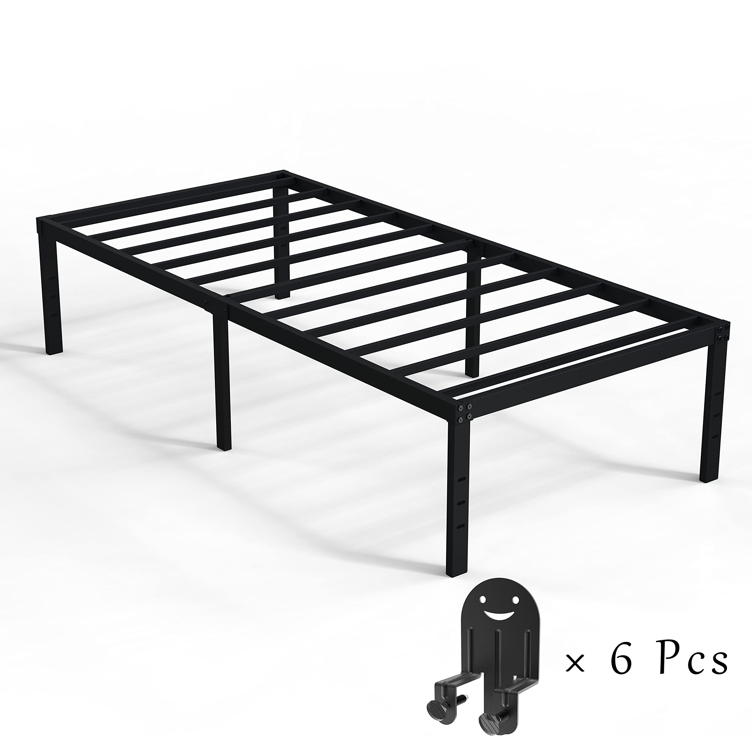 DiaOutro 18 Inch Twin Bed Frame Heavy Duty No Box Spring Needed Metal Platform with Non Slip Mattress Gaskets