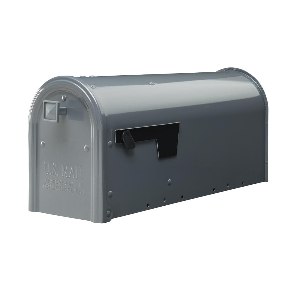 Architectural Mailboxes Edson Galvanized Steel Post Mount Mailbox, Compatibility Code A, EM110GMAM, Grey, Medium Capacity