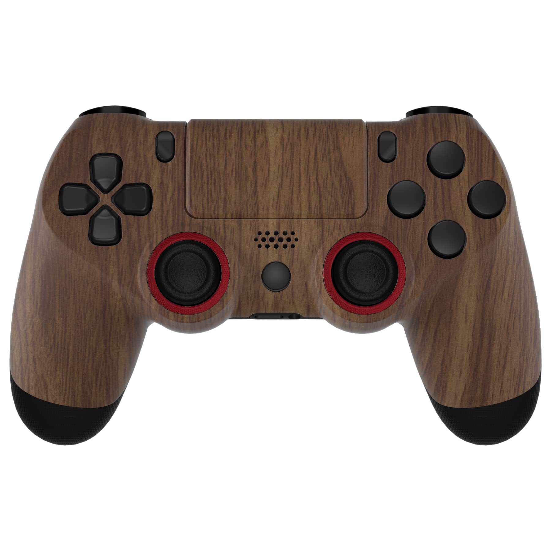 eXtremeRate Wood Grain Ghost Replacement Faceplate Touchpad Cover, Redesigned Soft Touch Housing Shell Case Touch Pad Compatible with PS4 Slim Pro Controller JDM-040/050/055 - Controller NOT Included