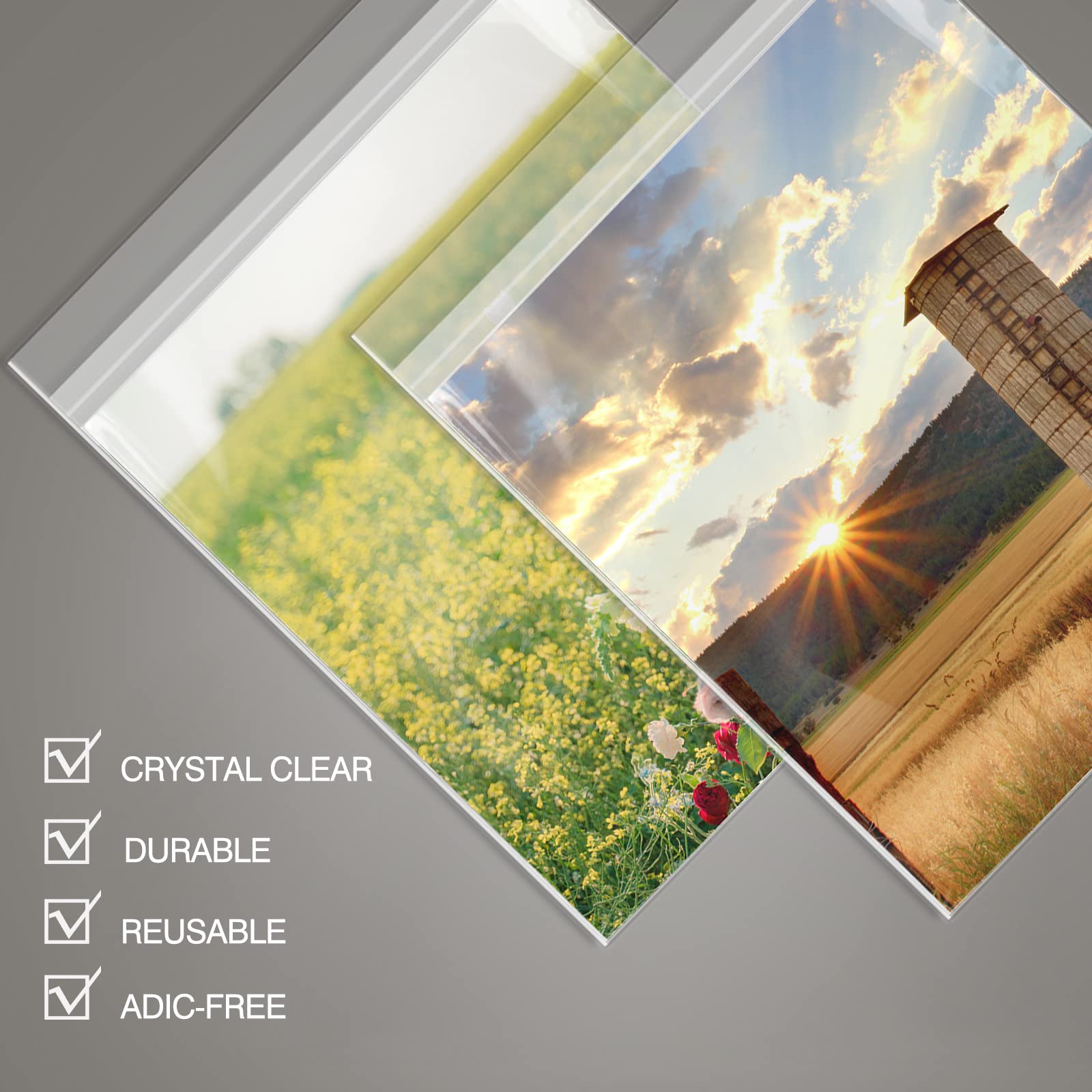 Mat Board Center, 50 Pack 8 1/2" x 10 3/7" Acid-Free Crystal Clear Sleeves Storage Bags for 8x10 Art Prints/Pictures/Photos/Framing Mat Mattes