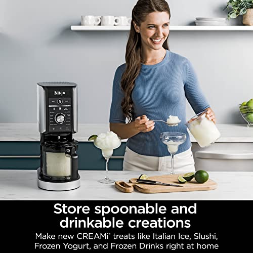 Ninja XSKPNTLTD2 CREAMi Deluxe Pints and Lids 2 Pack, Compatible with NC500 Series Ninja Creami Deluxe ice Cream Makers, BPA-Free & Dishwasher Safe, Coral & Yellow Lids