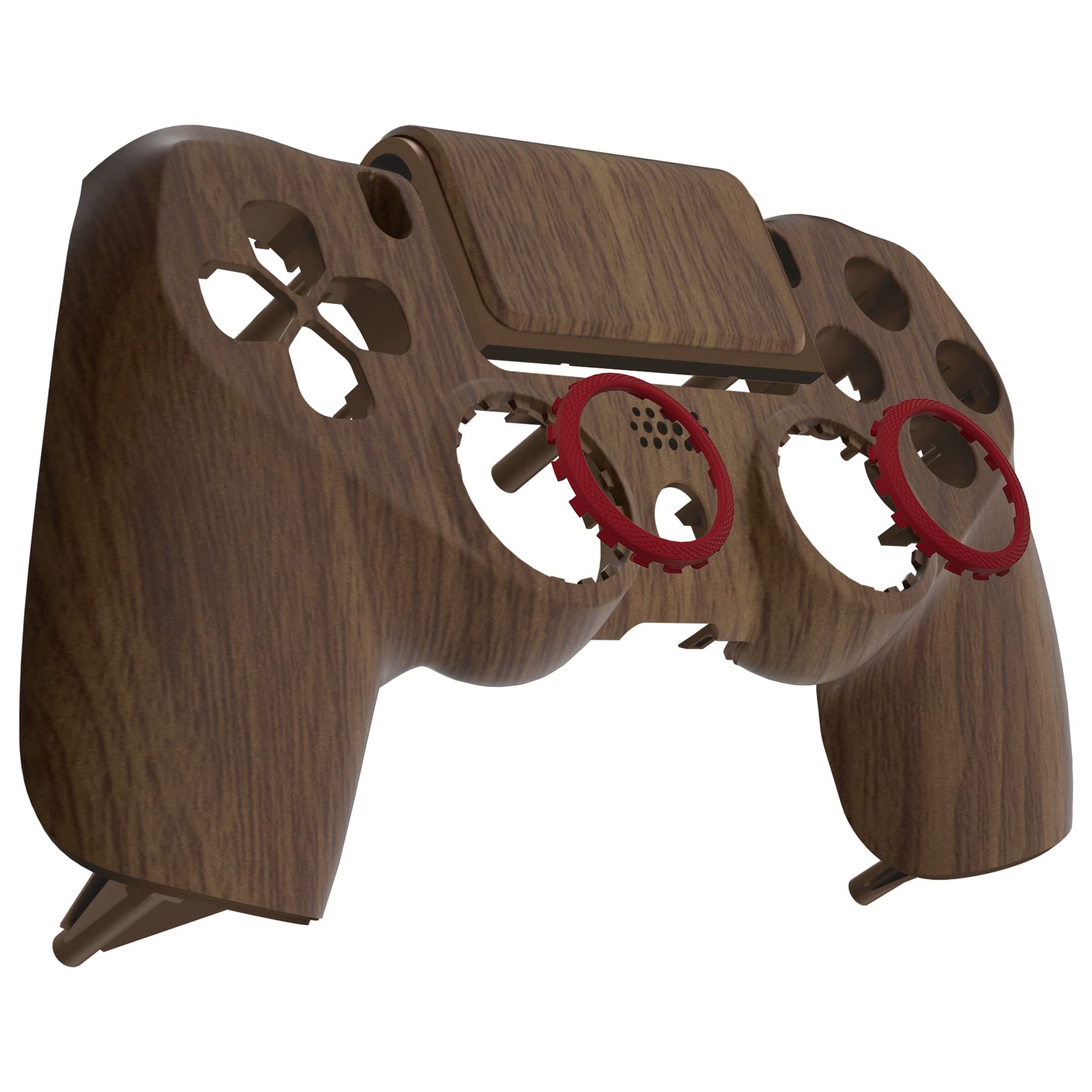eXtremeRate Wood Grain Ghost Replacement Faceplate Touchpad Cover, Redesigned Soft Touch Housing Shell Case Touch Pad Compatible with PS4 Slim Pro Controller JDM-040/050/055 - Controller NOT Included