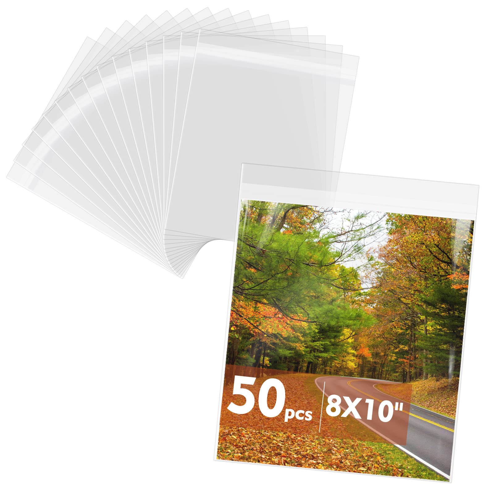 Mat Board Center, 50 Pack 8 1/2" x 10 3/7" Acid-Free Crystal Clear Sleeves Storage Bags for 8x10 Art Prints/Pictures/Photos/Framing Mat Mattes