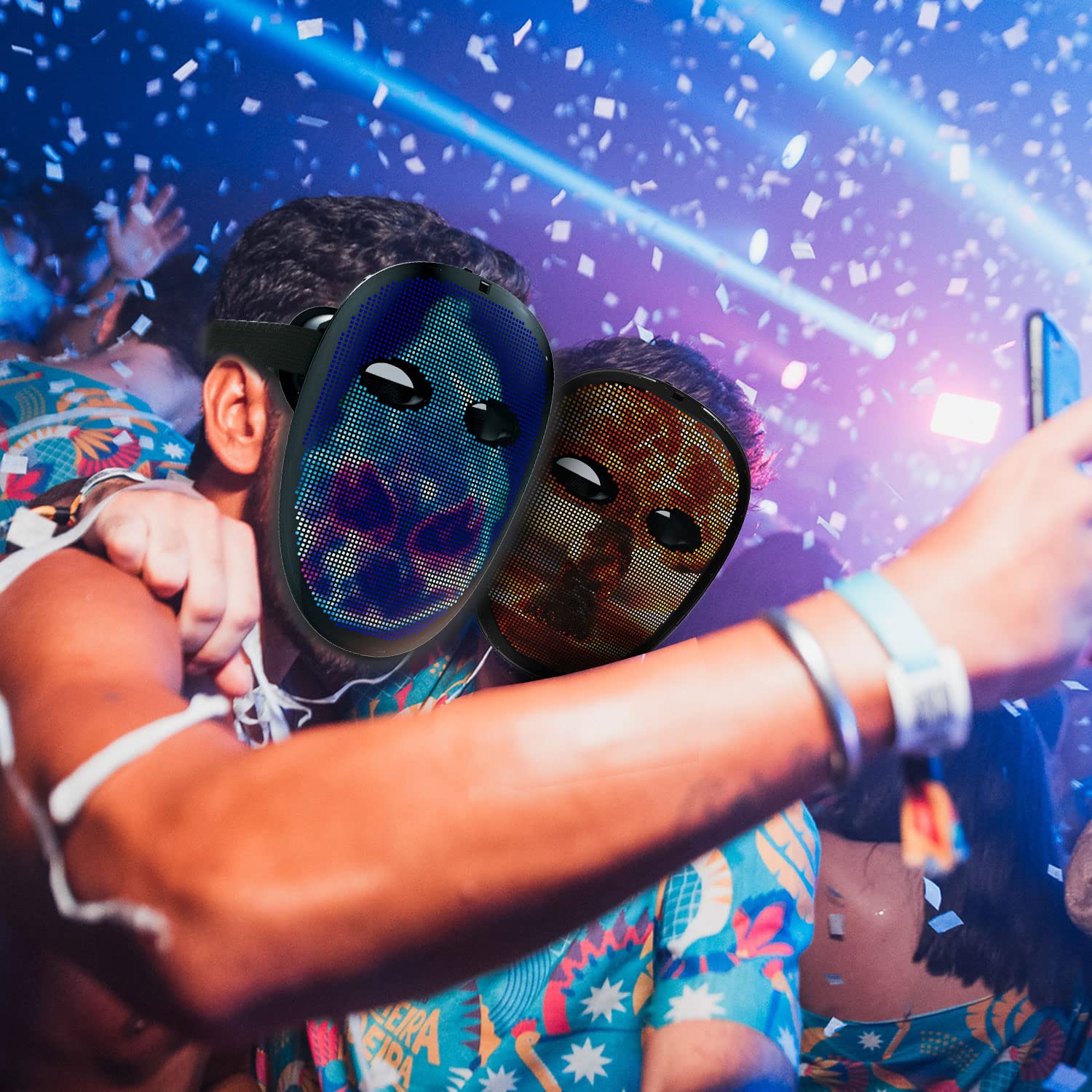 Led Mask HD with WIFI Programmable Video Play,Led Digital Electronic Light Up Face Masks for Halloween Rave Masquerade