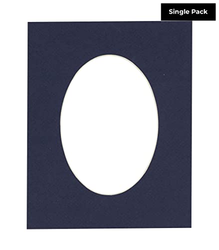 CountryArtHouse Navy Blue Acid Free 16x20 Oval Picture Frame Mat with White Core Bevel Cut for 12x15 Pictures - Fits 16x20 Frame - Pack of 1 Matboard
