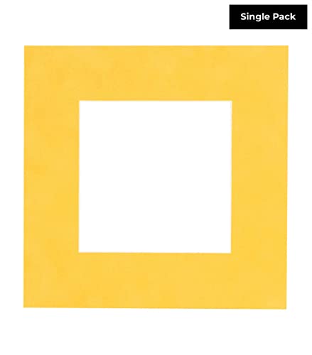 CountryArtHouse Bright Yellow Acid Free 16x16 Square Picture Frame Mat with White Core Bevel Cut for 5x5 Pictures - Fits 16x16 Frame - Pack of 1 Matboard