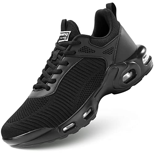 Mens Running Shoes Lightweight Breathable Air Walking Tennis Shoes Comfort Work Fashion Basketball Sneakers Trainers Black