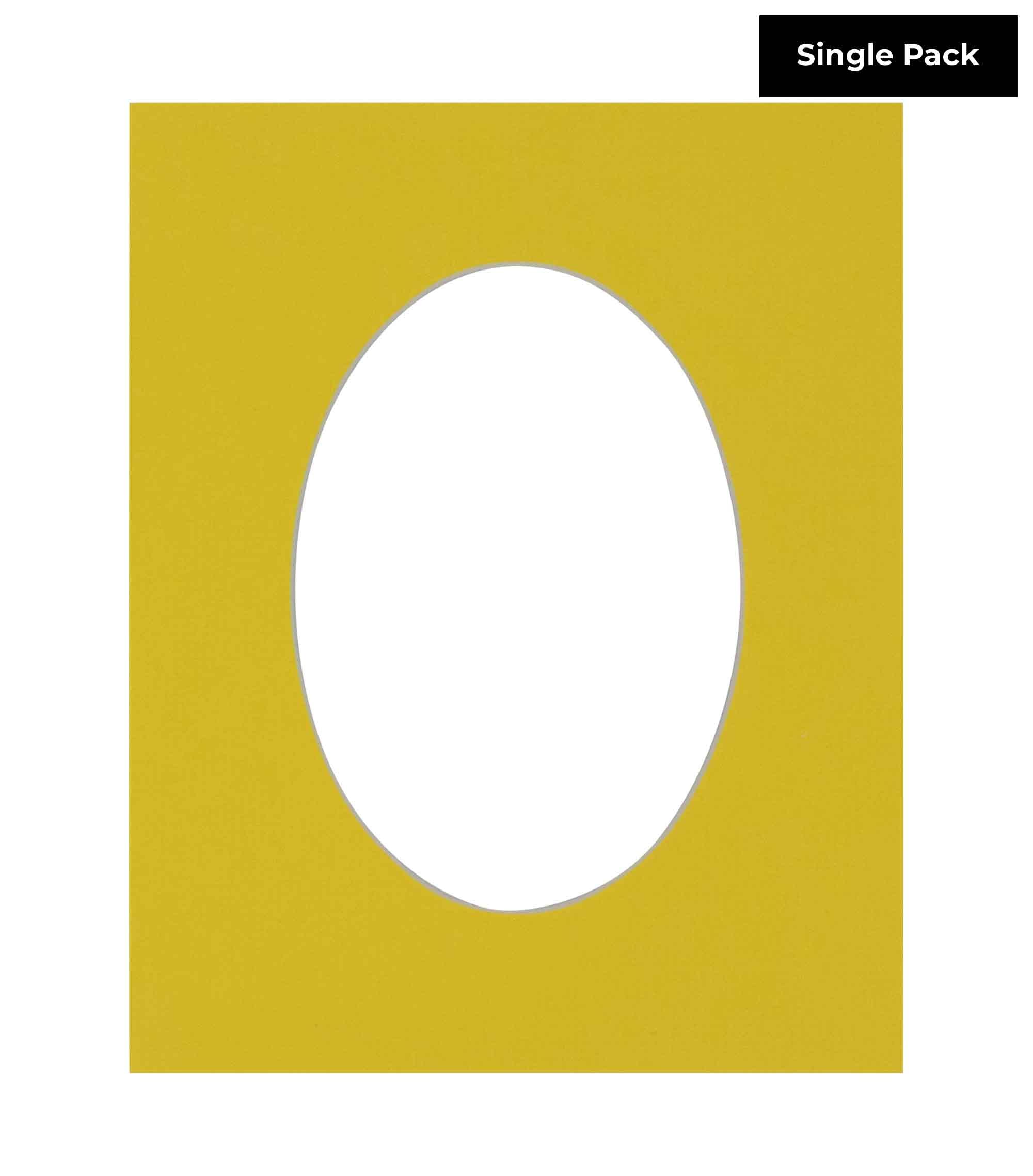CountryArtHouse Yellow Acid Free 7x11 Oval Picture Frame Mat with White Core Bevel Cut for 5.5x8.5 Pictures - Fits 7x11 Frame - Pack of 1 Matboard
