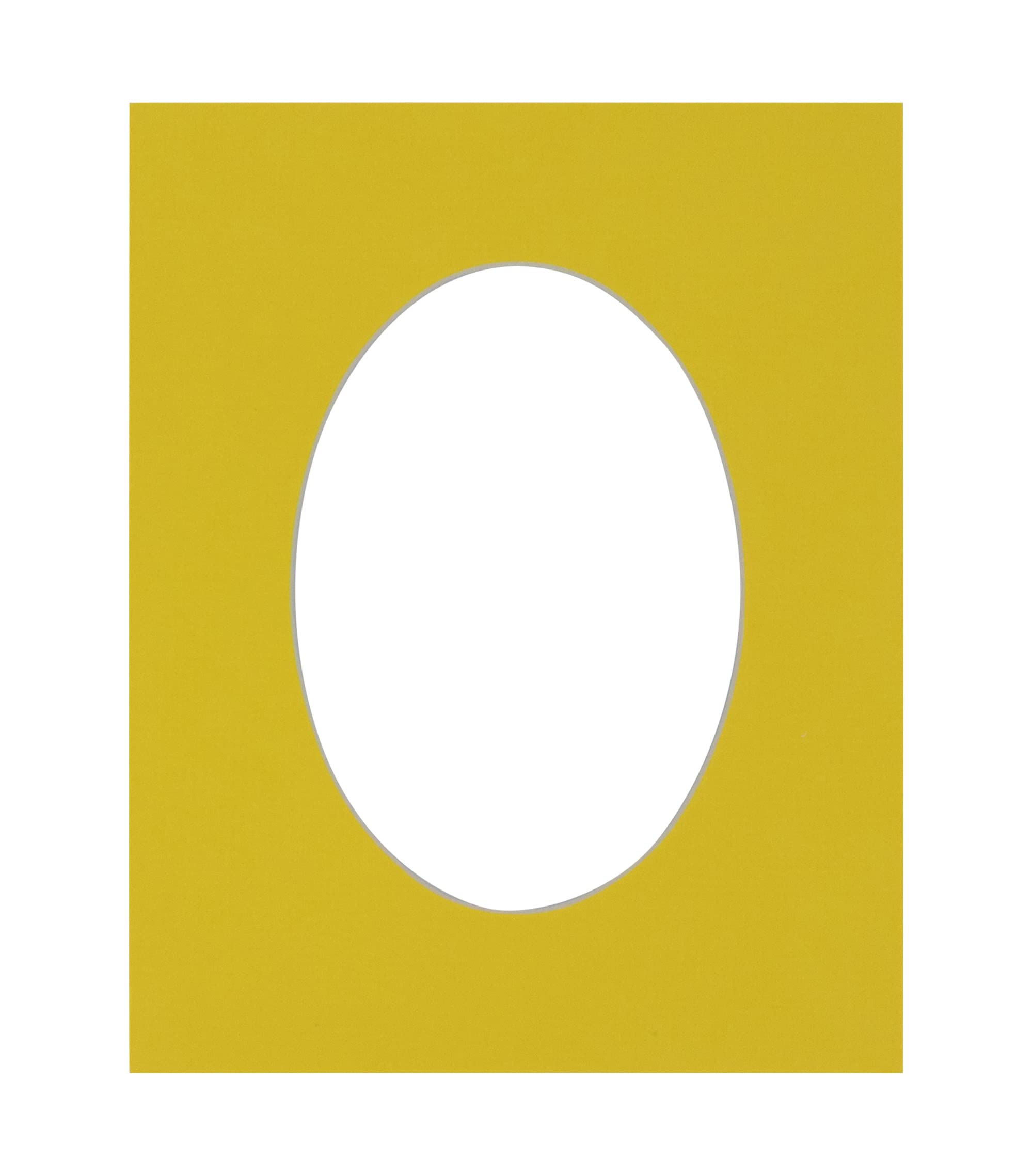 CountryArtHouse Yellow Acid Free 7x11 Oval Picture Frame Mat with White Core Bevel Cut for 5.5x8.5 Pictures - Fits 7x11 Frame - Pack of 1 Matboard