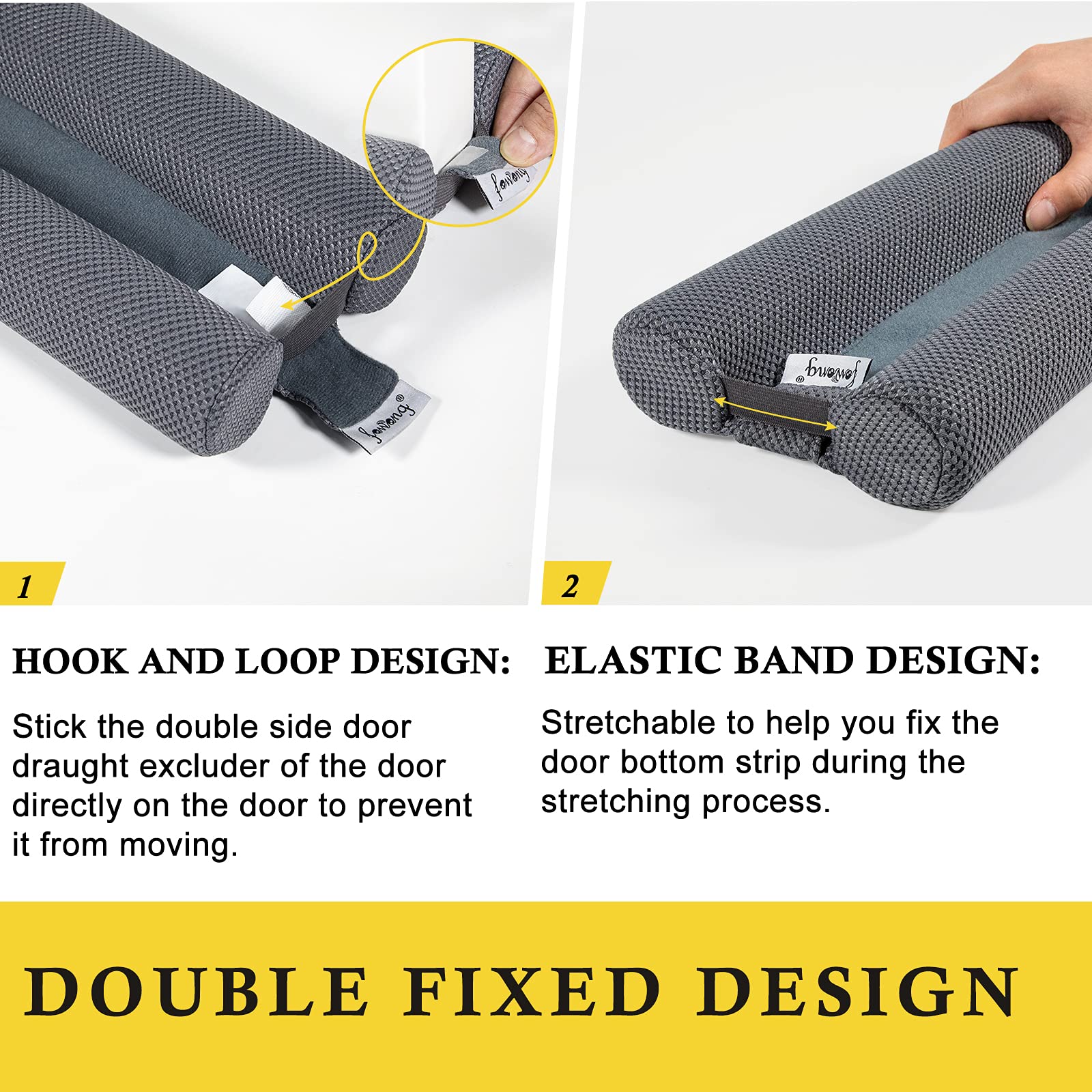 fowong Door Draft Stopper 36 Inch Adjustable Draft Stopper for Bottom of Doors, 30" to 36" Soundproofing Noise Blocker Cover Gap up to 1.5", Grey