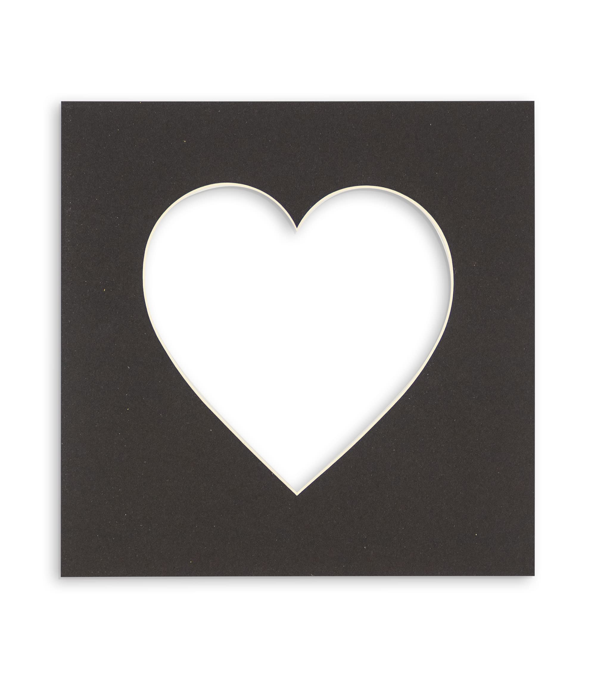 CountryArtHouse Black Acid Free 10x10 Heart Picture Frame Mat with White Core Bevel Cut for 6x6 Pictures - Fits 10x10 Frame - Pack of 1 Matboard