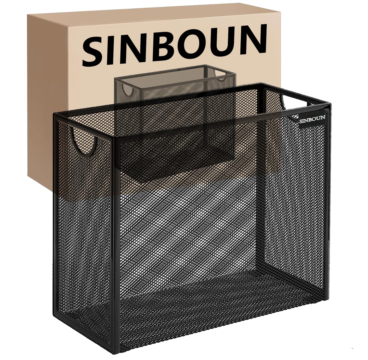 Sinboun Hanging File Organizer Letter-Size File Holder Filing Storage Box - Metal Mesh Magazine Book Letter Storage Cabinets File Cart for Office Home School, Easy Installation