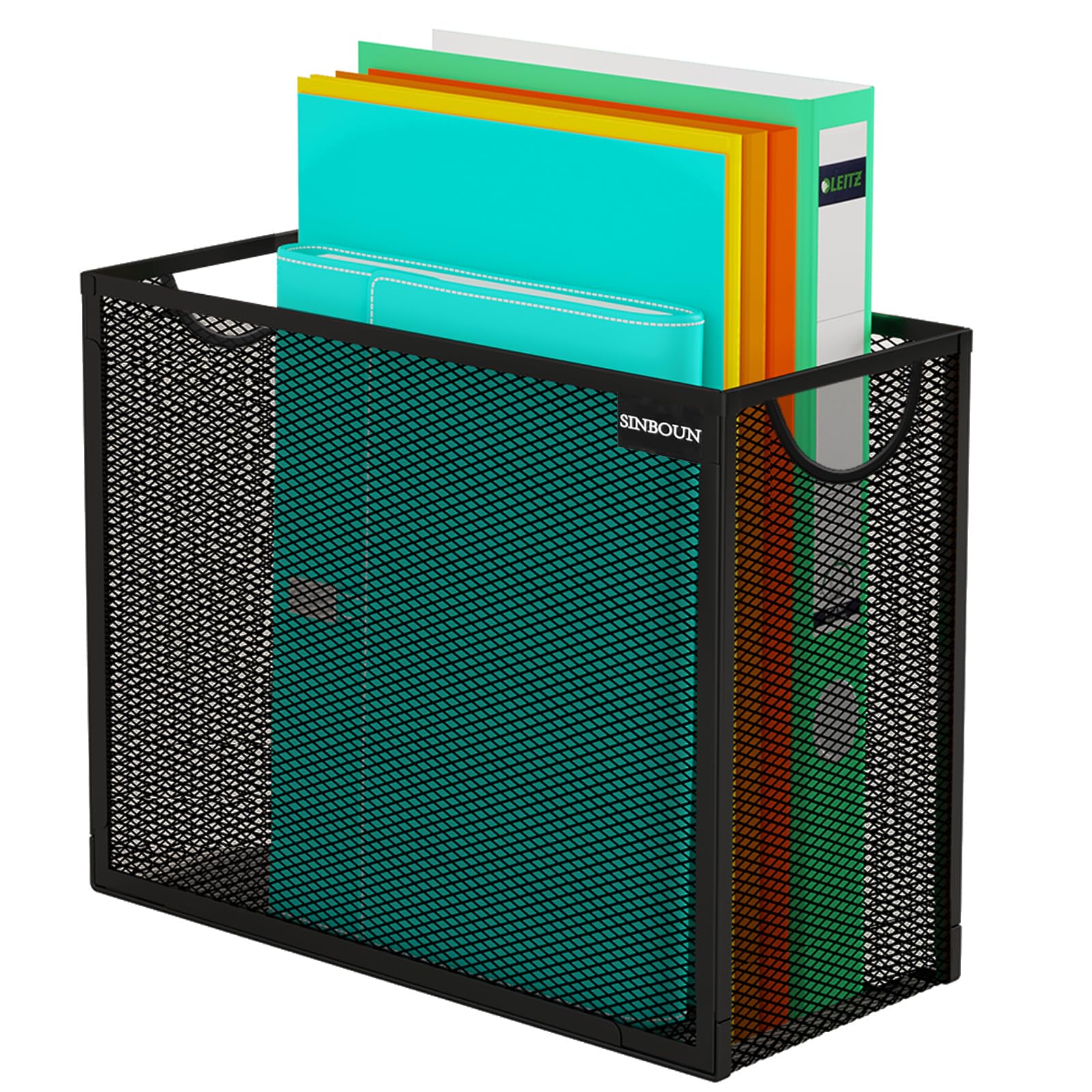 Sinboun Hanging File Organizer Letter-Size File Holder Filing Storage Box - Metal Mesh Magazine Book Letter Storage Cabinets File Cart for Office Home School, Easy Installation