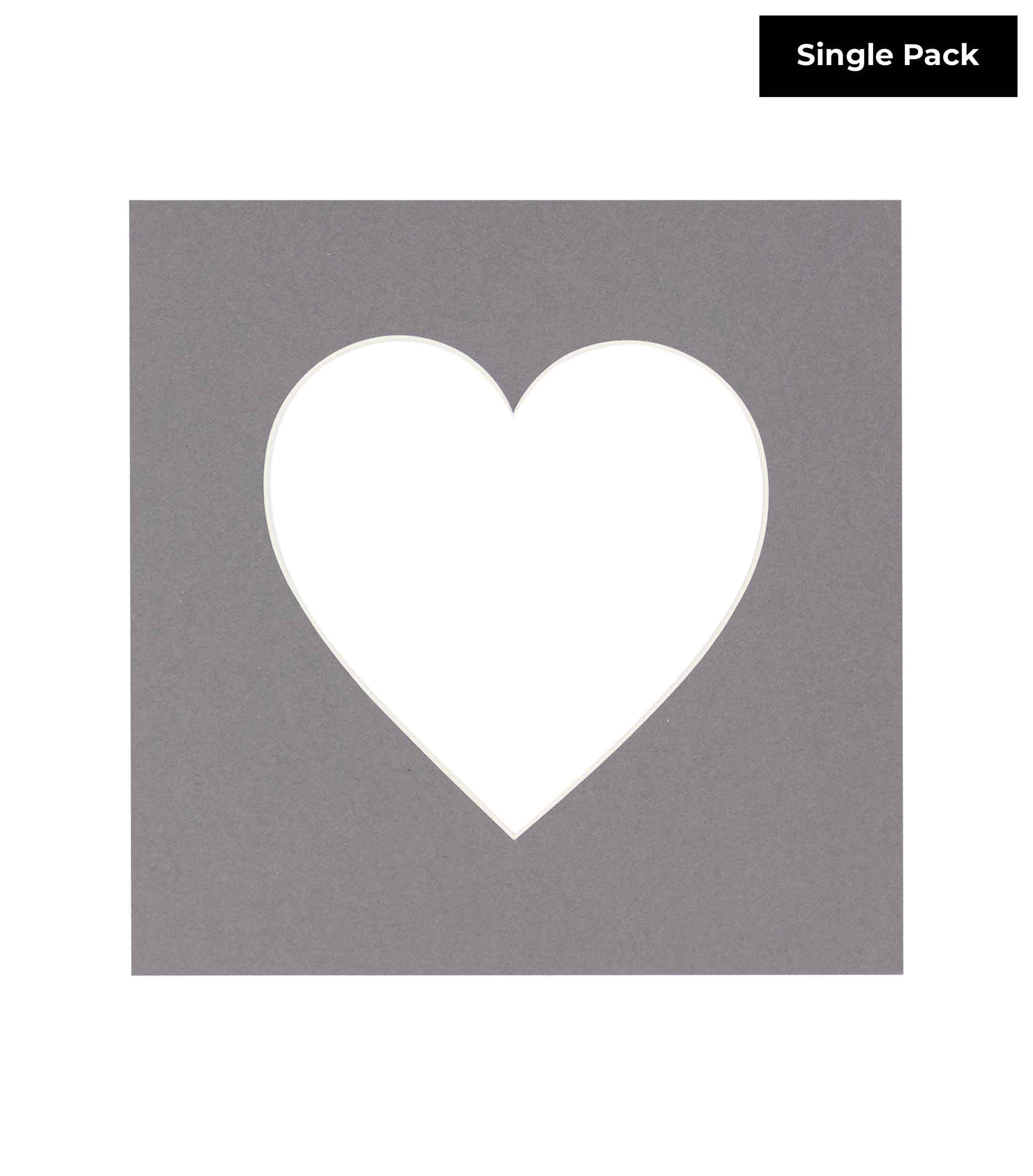 CountryArtHouse Charcoal Acid Free 12x12 Heart Picture Frame Mat with White Core Bevel Cut for 8x8 Pictures - Fits 12x12 Frame - Pack of 1 Matboard