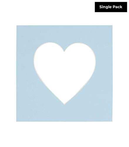CountryArtHouse Baby Blue Acid Free 6x6 Heart Picture Frame Mat with White Core Bevel Cut for 3x3 Pictures - Fits 6x6 Frame - Pack of 1 Matboard