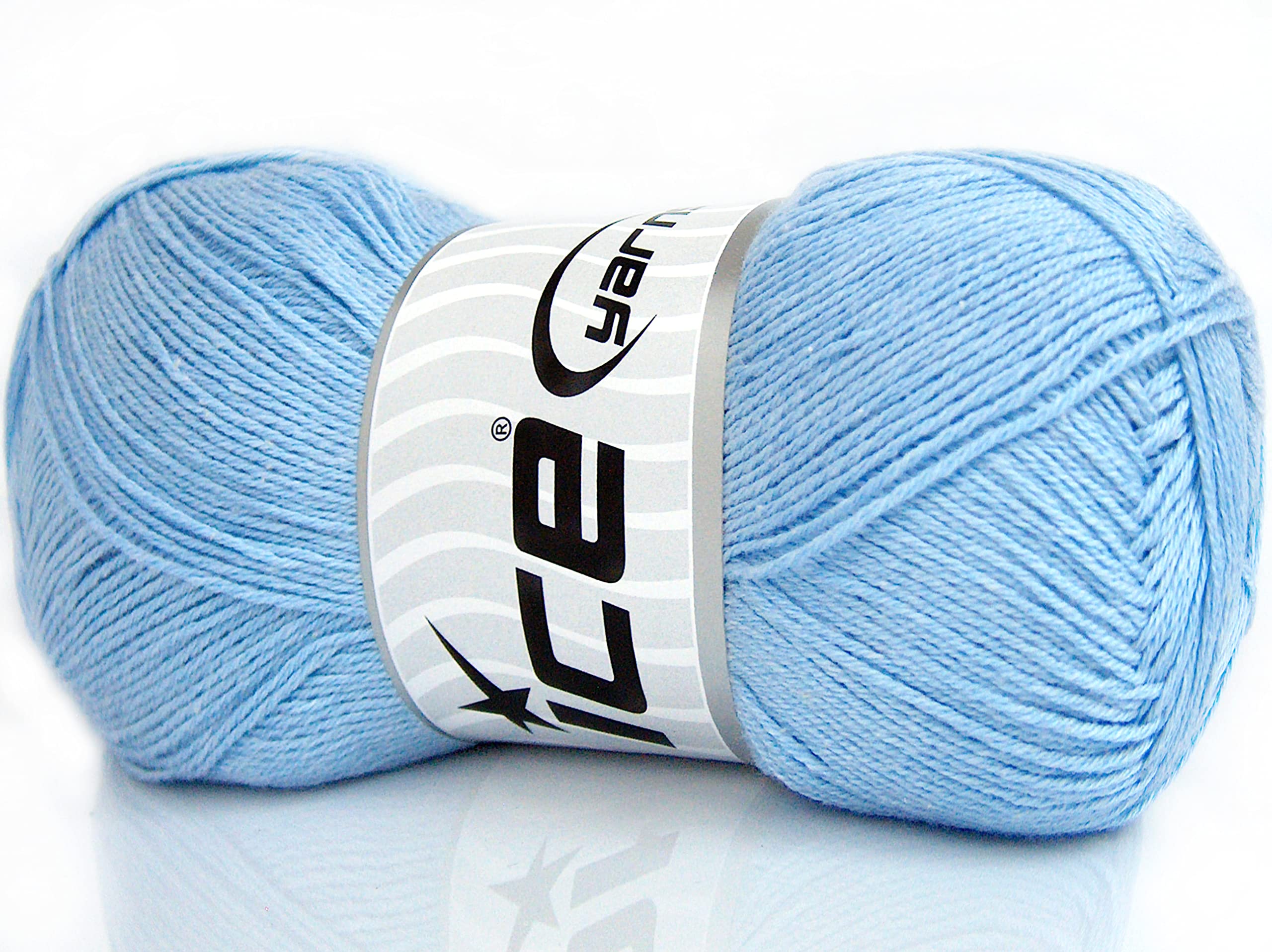 Lot of 4 x 100gr Skeins Ice Yarns COTTONAC FINE (50% Cotton) Yarn Baby Blue