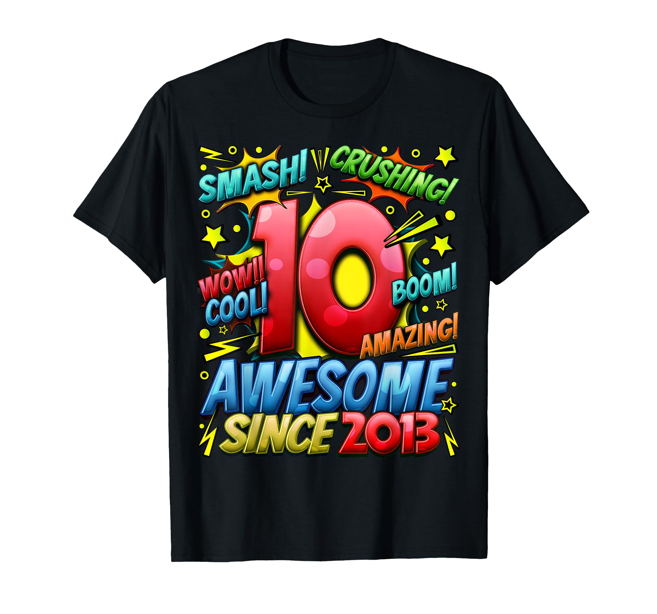 10th Birthday Comic Style Awesome Since 2013 10 Year Old Boy T-Shirt