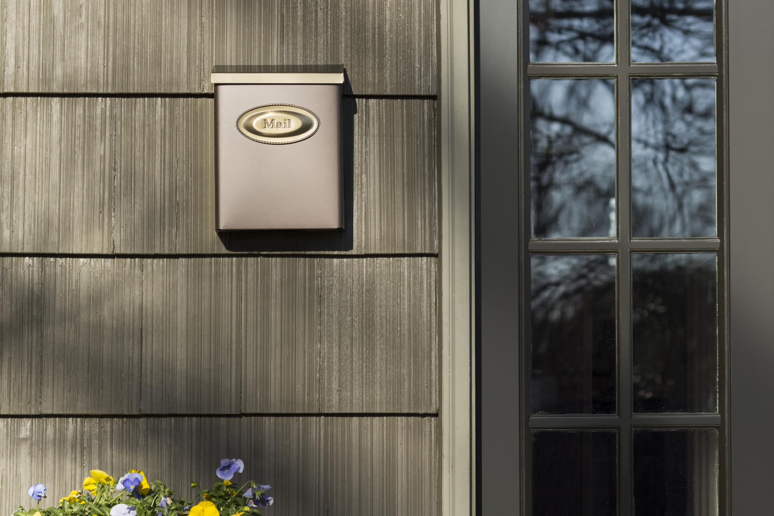 Architectural Mailboxes Designer Lockable Wall Mount Mailbox, Venetian Bronze with Brass