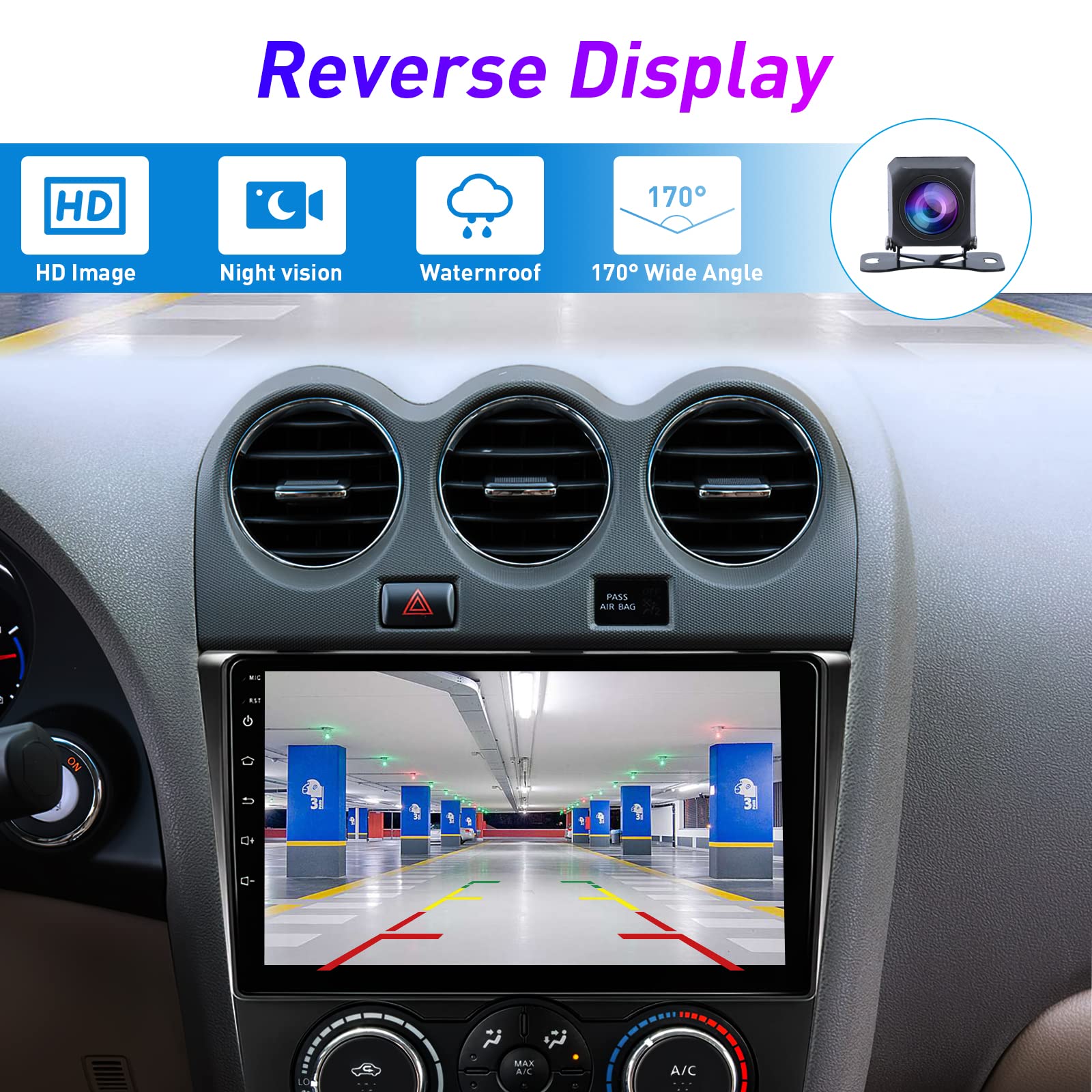 for Nissan Altima 2008 2009 2010 2011 2012 Android Radio Stereo: 9 Inch Touch Screen Replacement-CarPlay Android Auto Bluetooth 5G WiFi GPS FM DSP SWC 1080P Backup Camera Mirror Link (Manual AC)
