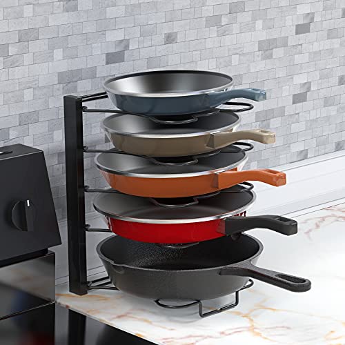 SimpleHouseware 5 Compartments Height Adjustable Pan Organizer, Black