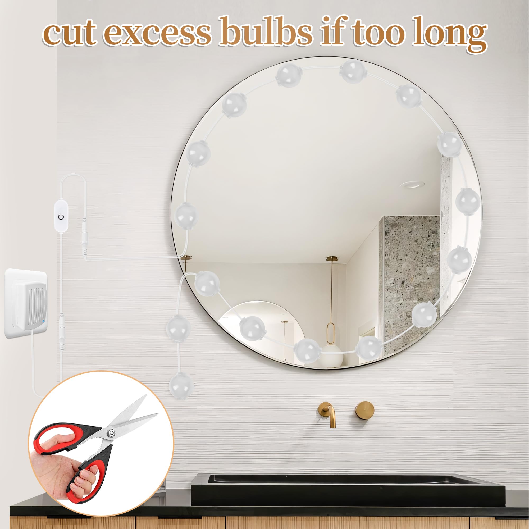 HCDCARLGT Hollywood Style Lights for Makeup Dressing Room,Vanity Lights Stick on with 18 Dimmable Bulbs,LED Vanity Lights for Mirror,5 Level Brightness Adjustable & 6000K White(No Mirror Included)