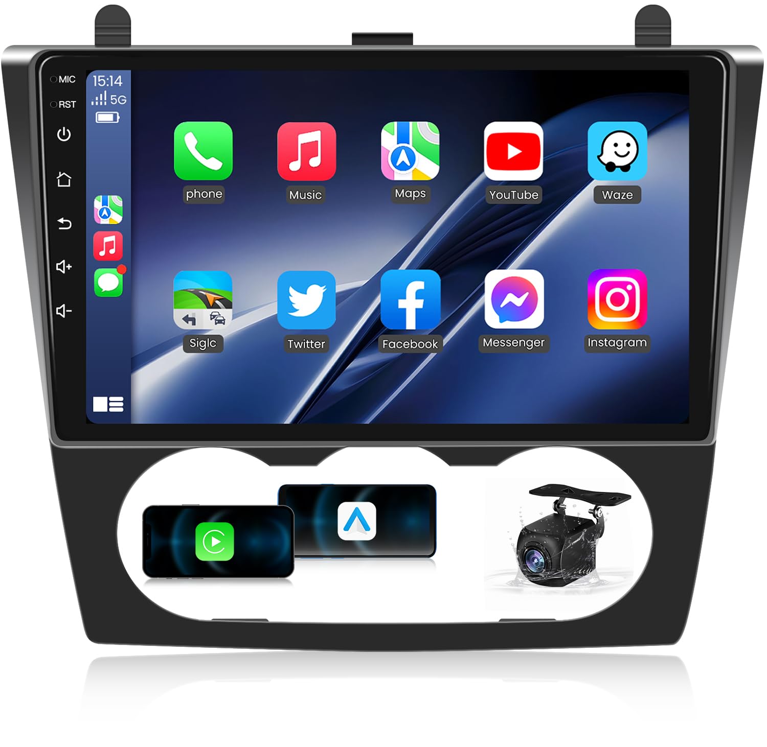 for Nissan Altima 2008 2009 2010 2011 2012 Android Radio Stereo: 9 Inch Touch Screen Replacement-CarPlay Android Auto Bluetooth 5G WiFi GPS FM DSP SWC 1080P Backup Camera Mirror Link (Manual AC)
