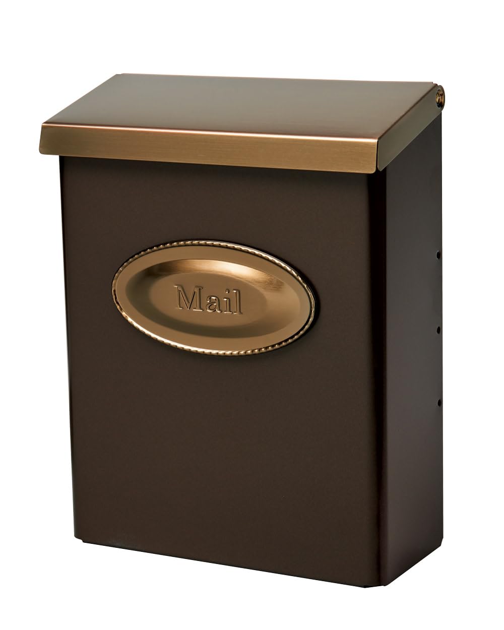 Architectural Mailboxes Designer Lockable Wall Mount Mailbox, Venetian Bronze with Brass