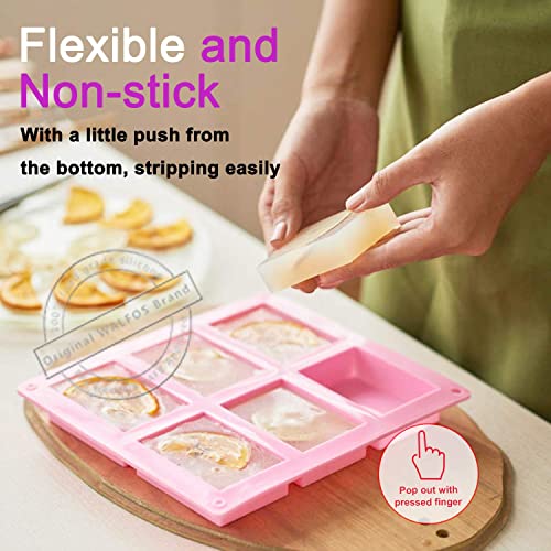 Silicone Soap Molds Set of 3, 6 Cavities Rectangle Silicone Soap Molds for Homemade Craft Soap Mold, Cake Mold, Chocolate Mold & Ice Cube Tray(Blue & Purple & Pink)