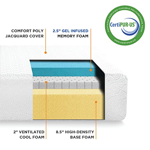 Best Price Mattress 13 Inch Signature Gel Memory Foam Mattress, Cooling Gel Infusion, Twin White