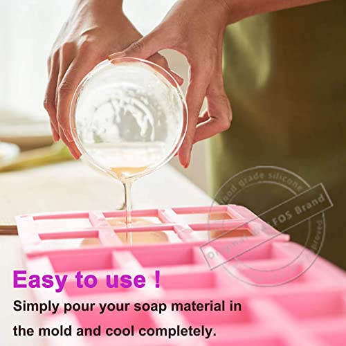 Silicone Soap Molds Set of 3, 6 Cavities Rectangle Silicone Soap Molds for Homemade Craft Soap Mold, Cake Mold, Chocolate Mold & Ice Cube Tray(Blue & Purple & Pink)