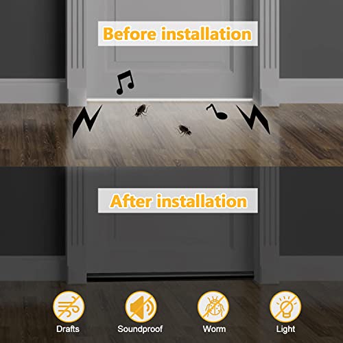 AOKON Door Draft Stopper 36 Inch Under Door Draft Noise Blocker Black Gap Stoppers Entry Door Draft Guard for Bottom of Doors Adjustable Twin Door Draft - Black