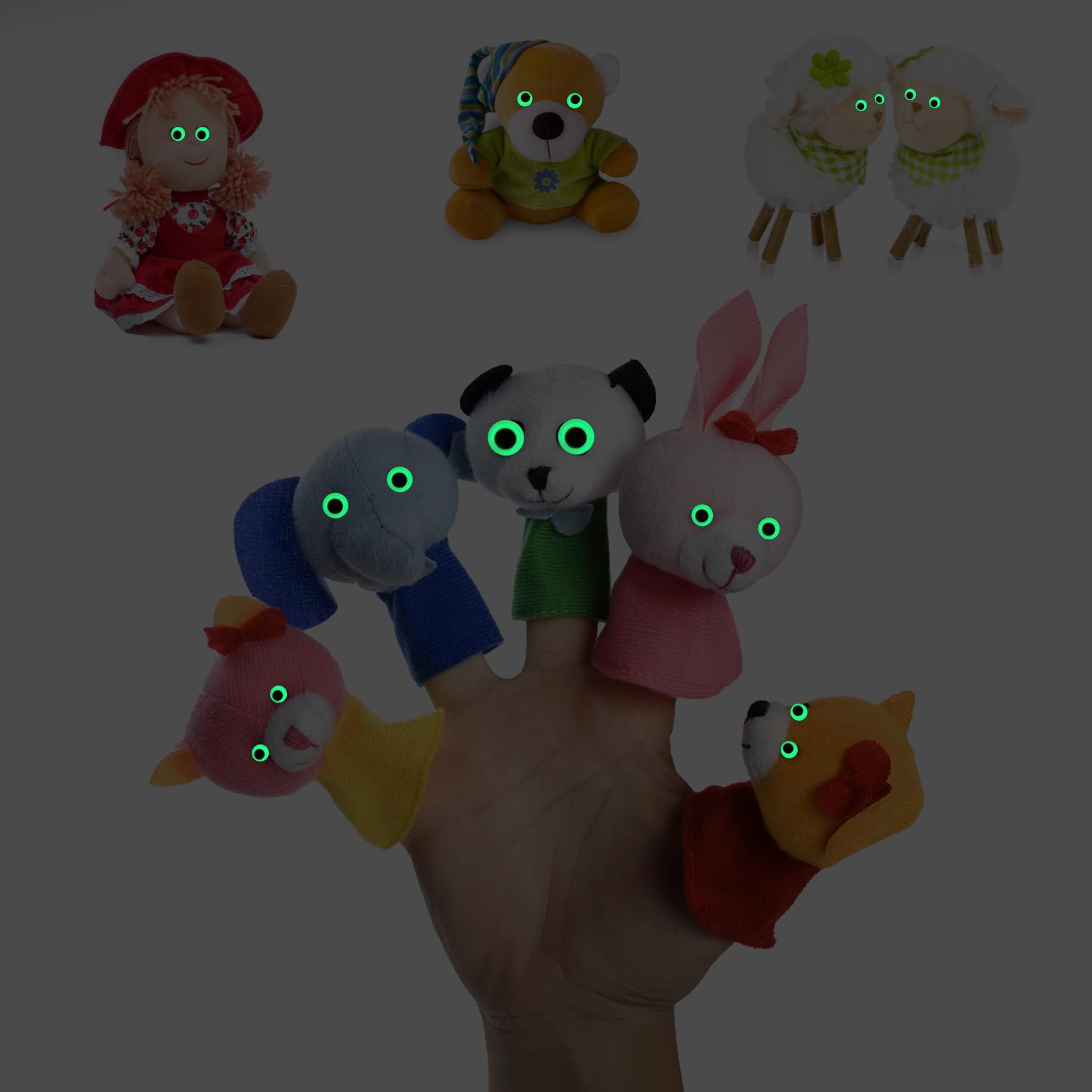 400 Pcs Wiggle Googly Eyes Self Adhesive Glow in The Dark Luminous Large Googly Eyes Plastic Glowing Eyes Sparkle for Craft DIY Decoration(8 10 12 15 20mm)