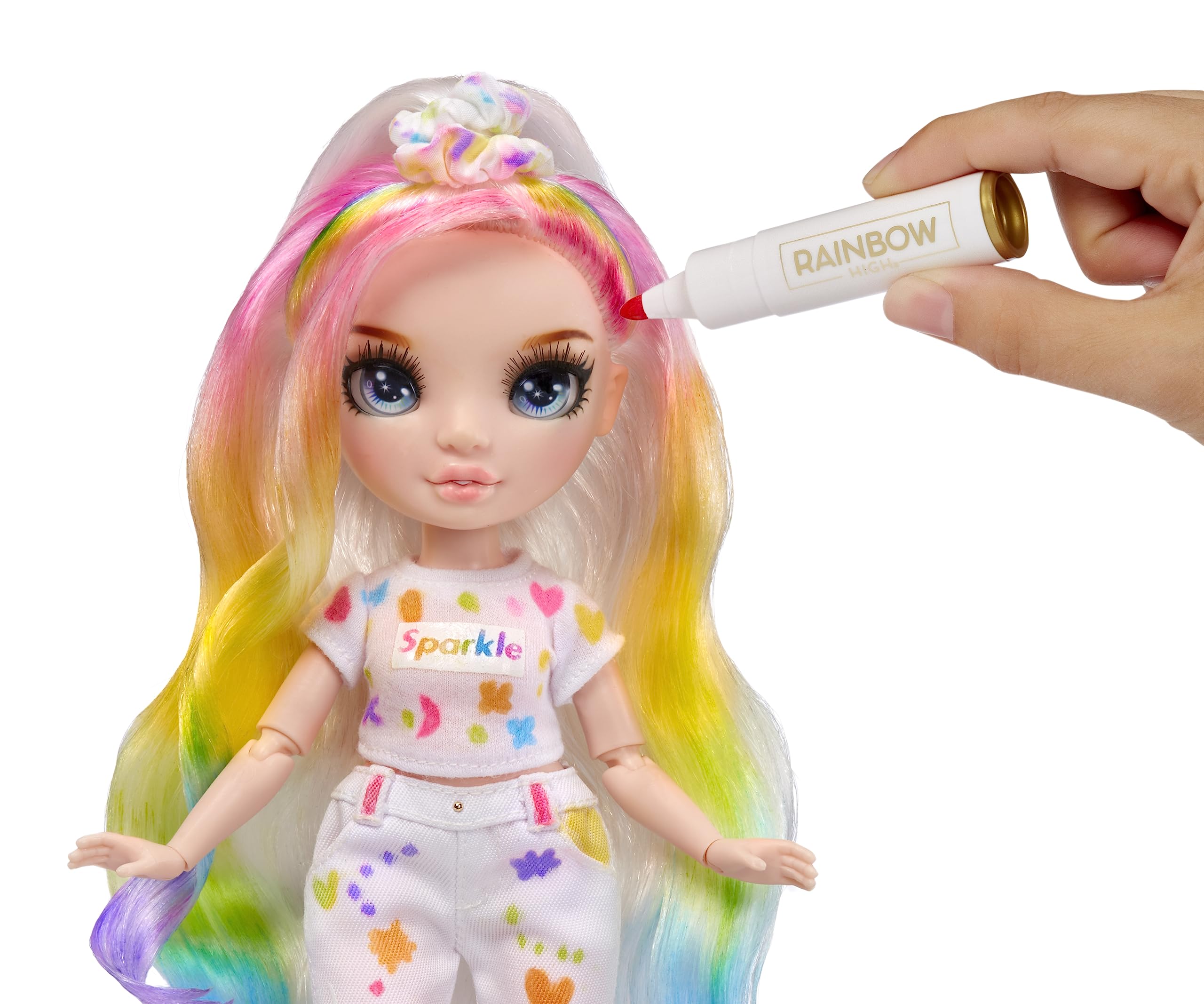 Rainbow High Color & Create Fashion DIY Doll with Washable Rainbow Markers, Blue Eyes, Straight Hair, Bonus Top & Shoes. Color, Create, Play, Rinse and Repeat. Creative 4-12+