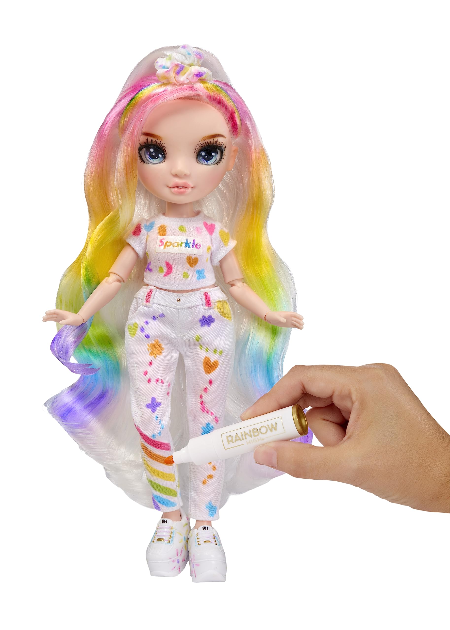 Rainbow High Color & Create Fashion DIY Doll with Washable Rainbow Markers, Blue Eyes, Straight Hair, Bonus Top & Shoes. Color, Create, Play, Rinse and Repeat. Creative 4-12+