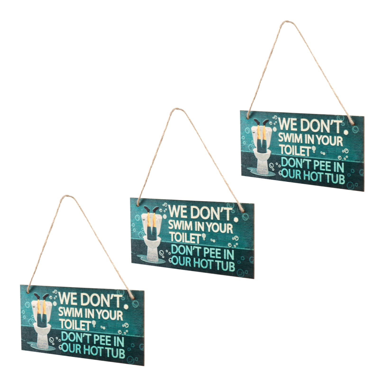 STOBOK 3pcs Bathroom Wall Wooden Sign Bathroom Signs for Door Wood Decor Christmas Decor Bathroom Funny Sign Bathroom Decor Funny Pool Sign Bathroom Wall Sign Bathroom Hanging Pendant