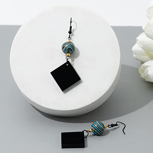 Handmade Earrings Stone Drop Dangle Earrings Black Resin Earrings for Women and Girls