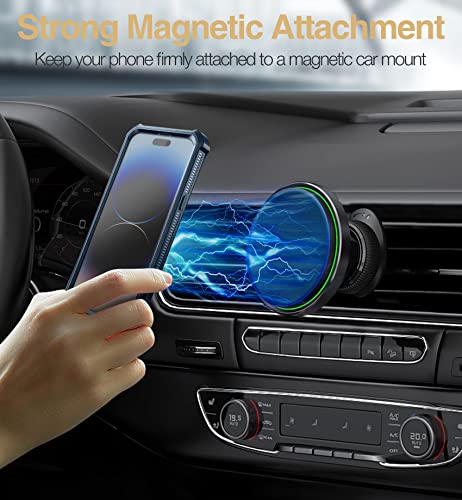 Dexnor Magnetic Case for iPhone 14 Pro Max, Compatible with MagSafe, [Built in Screen Protector and Kickstand] Full-Body Heavy Duty Case Protective Cover for iPhone 14 Pro Max 6.7 Inch,Navy Blue