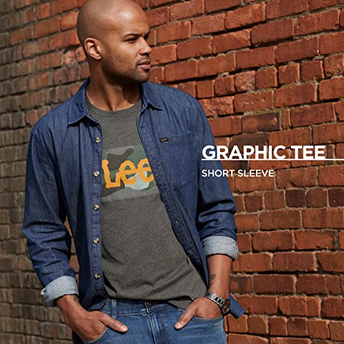 Lee Men's Short Sleeve Graphic T-Shirt, Anthem Blue Heather Quality Workwear