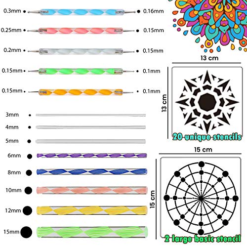 Insnug Mandala Dotting Tools Painting Kit - Rock Dot Paint Stencils Tool Set Art Craft Supplies Kits with Tray Brush Zipper Waterproof Bag Pen for Nail Stone Mandala Arts Drawing Home Decor Activity