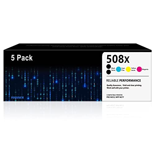 508X High-yield Toner Cartridge 2Black, Cyan, Magenta, Yellow Toner Cartridges (5-pack) | Replacement for HP 508X Toner Works with Color Enterprise M552, M553, Color Enterprise MFP M577 Series|CF360XQ