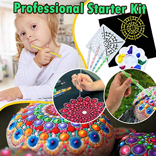 Insnug Mandala Dotting Tools Painting Kit - Rock Dot Paint Stencils Tool Set Art Craft Supplies Kits with Tray Brush Zipper Waterproof Bag Pen for Nail Stone Mandala Arts Drawing Home Decor Activity
