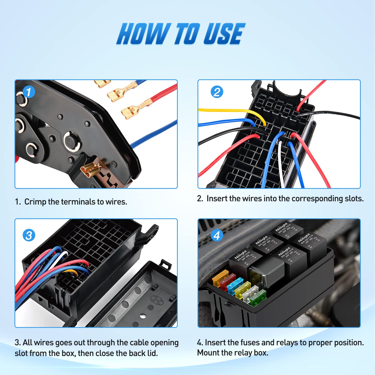 Nilight Fuse and Relay Block Box 6 Slots 24V ATC/ATO Universal Waterproof Kit for Car Truck Marine Boat