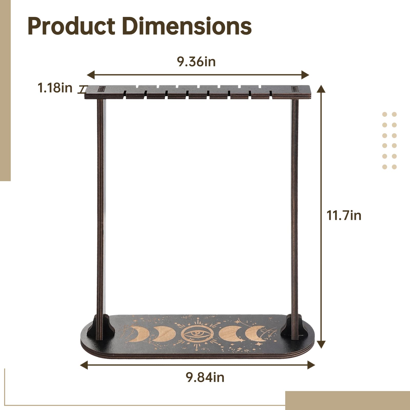 Kapmore Wooden Pendulum Display Stand, Wooden Moon Phases Crystal Holder Stand, Crystal Pendants Wood Pendulum Display Stand Ornament Holder Stand for Home Tabletop