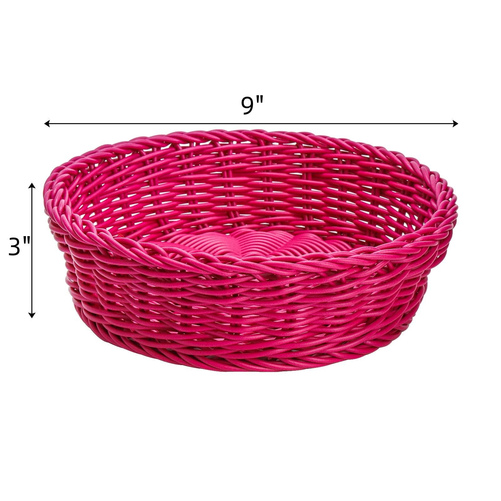 AVLA 4 Pack Woven Breads Baskets, Imitation Rattan Fruit Storage Bowls, Stackable Handwoven Serving Basket, Poly-Wicker Round Basket Set for Organizing, Decorative Gift Basket for Countertop, Pantry