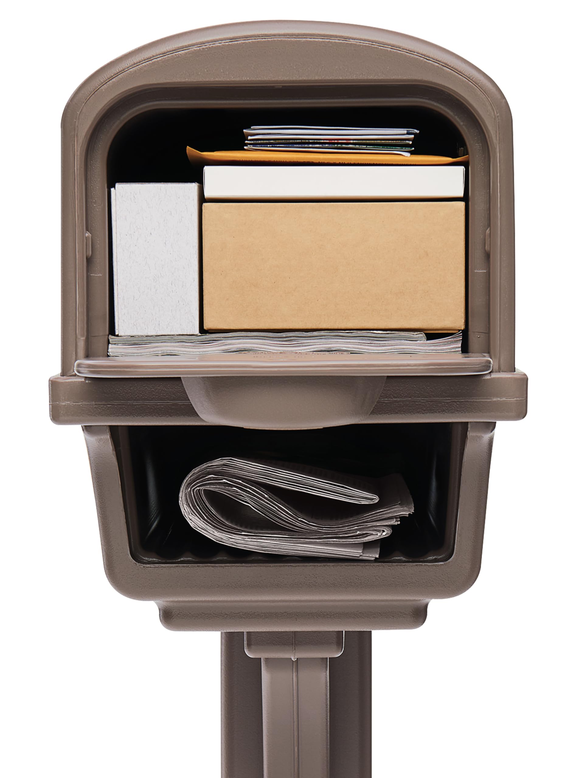 Architectural Mailboxes Gentry Plastic, Dual Access, Mailbox and Post Kit, GGC1M00AM, Mocha, Large Capacity