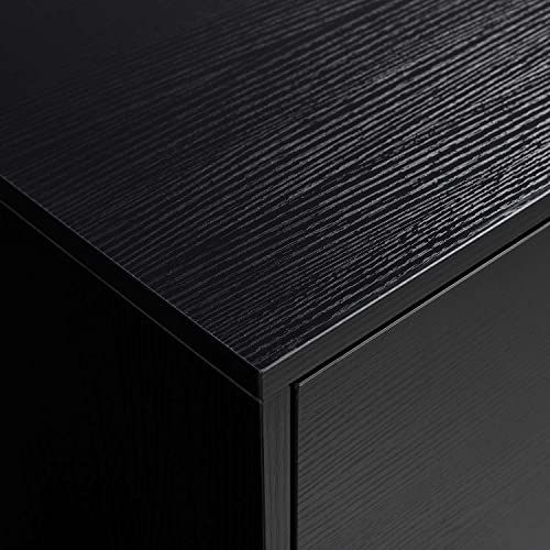 GEDELITE Wooden Lateral File Cabinet with 2 Drawer, Sliver Handle Office Storage Filing Cabinet for Legal/Letter/A4 File,16.54" D x 30.31" W x 24" H,Black