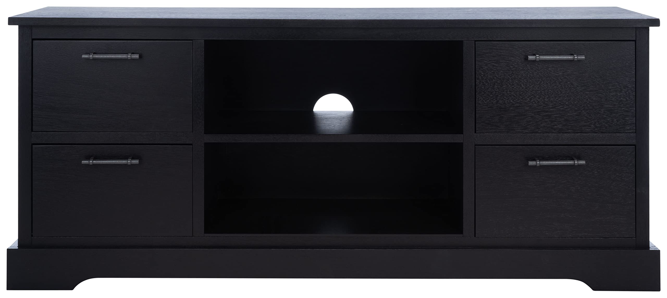SAFAVIEH Home Collection Filbert Black 4-Drawer Entertainment Stand up to 55" Flatscreen TV (Fully Assembled) Media Unit
