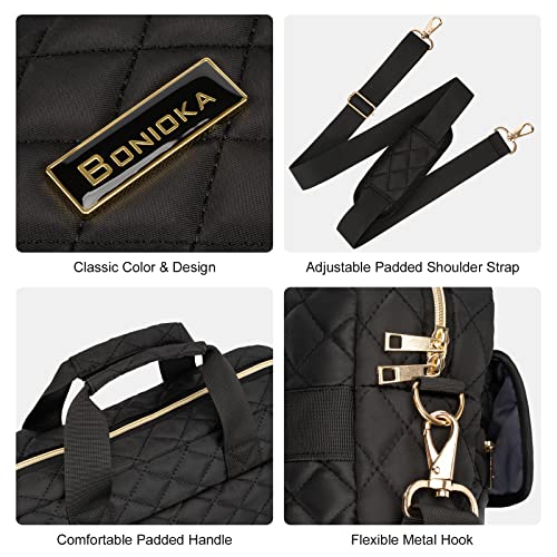 Bonioka Womens 15.6-Inch Laptop & Tablet Bag, Briefcase for Women, Large Laptop Case Computer Book Bag for Office Business Work, Black