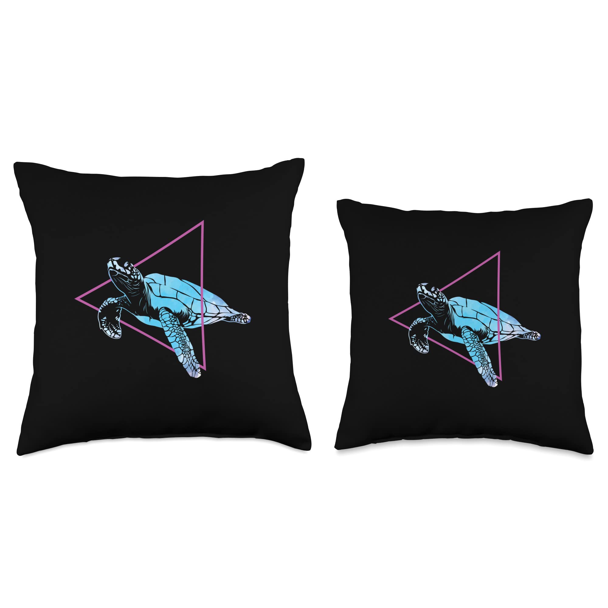 Turtle reptile carapace old Sauropsida Testudines Turtle in Water with Triangle Throw Pillow, 16x16, Multicolor