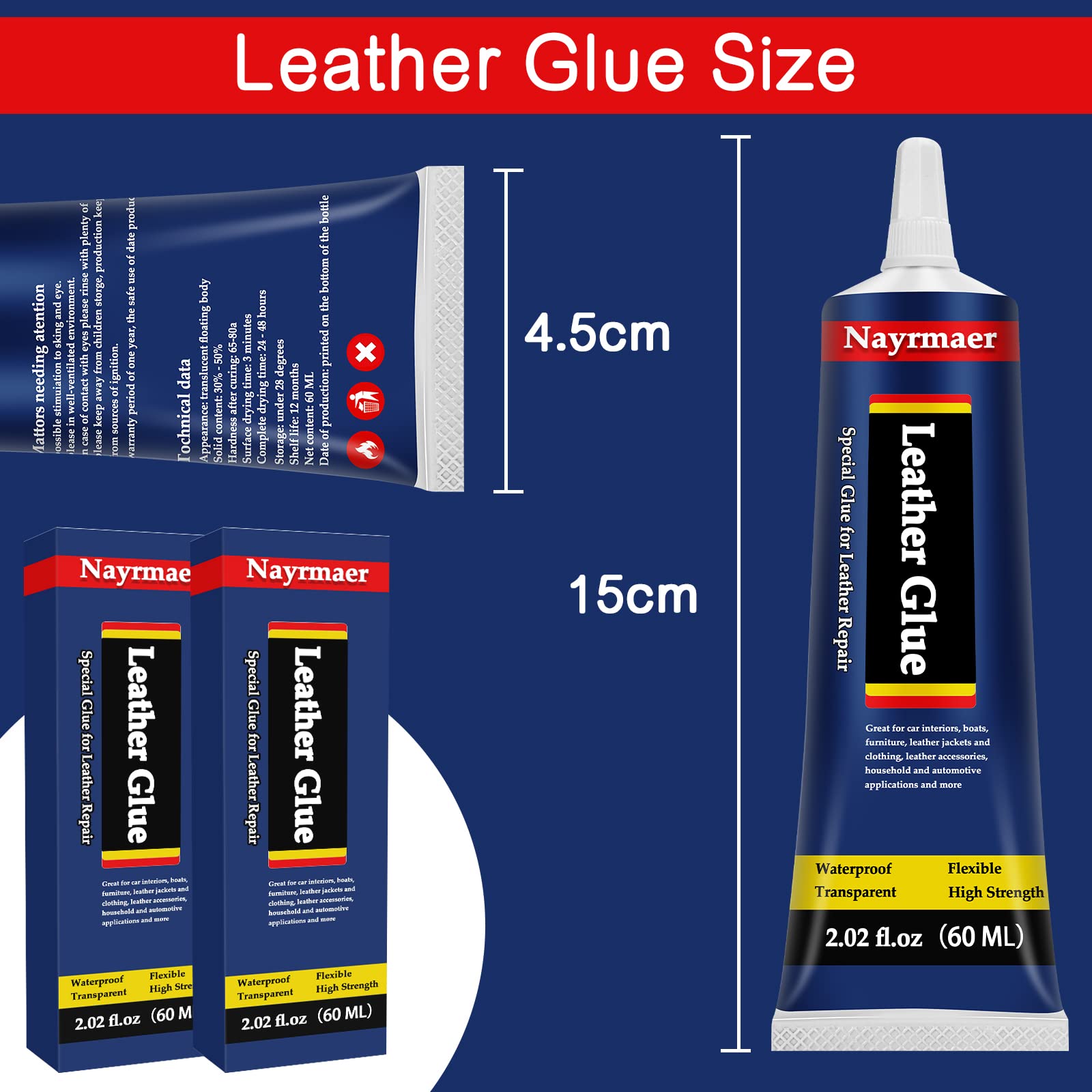 Nayrmaer Leather Glue, Special Fabric Glue Permanent Clear Washable for Bonding Between Leather and Leather, Leather and Substrates of Different Materials (Leather glue-001)